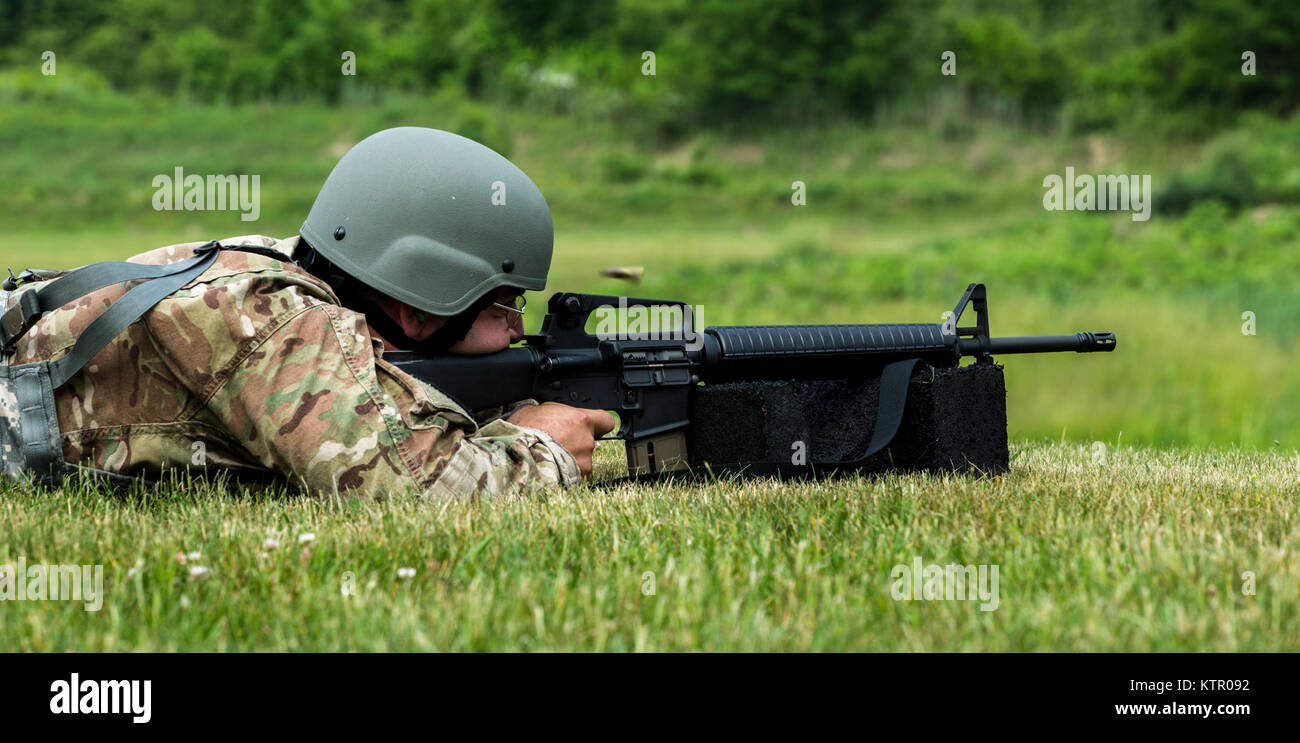 A competitor in the Sgt. Henry Johnson Individual Combat Rifle Match ...