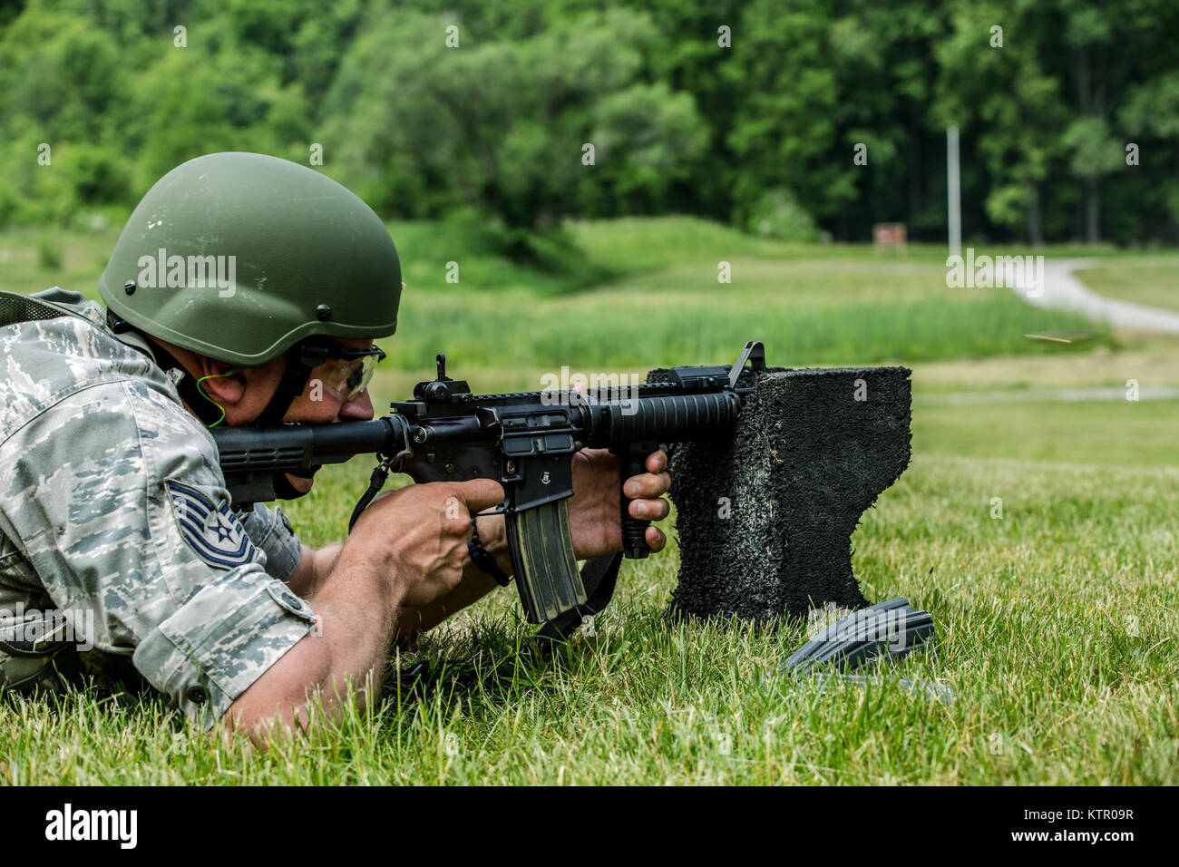 A competitor in the Sgt. Henry Johnson Individual Combat Rifle Match ...