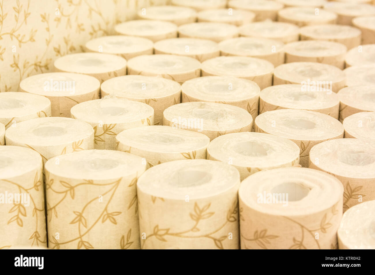 Close up several beige wallpaper rolls in shop Stock Photo - Alamy