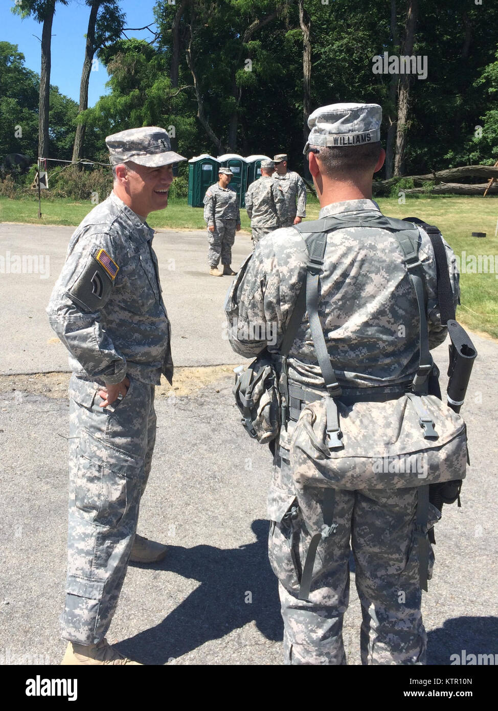 Camp Smith, NY – Chaplain Brock, assigned to HSC, speaks with Soldiers ...