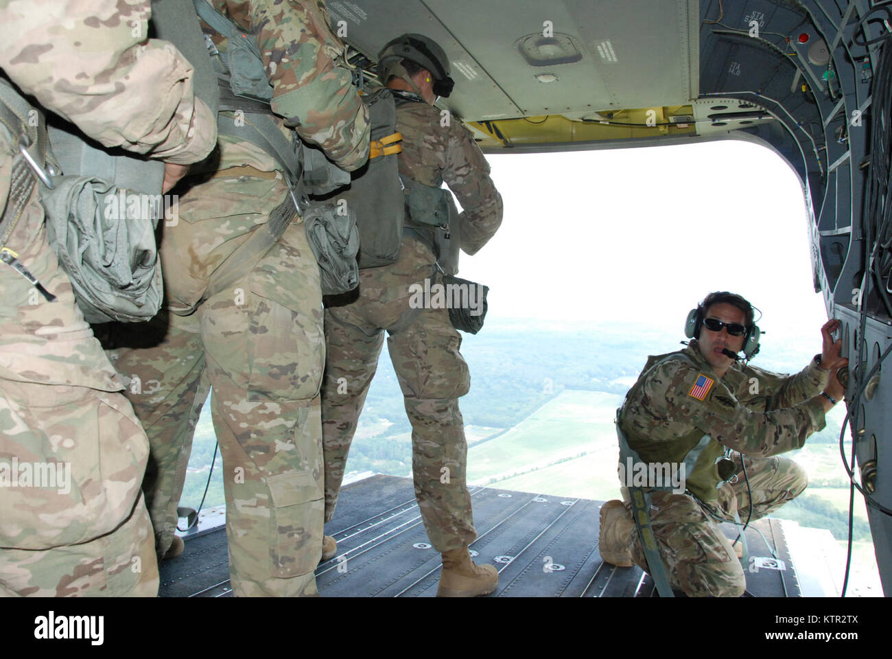 U.S. Army and Partner Nation Paratroopers jump from a CH-47 F Chinook ...
