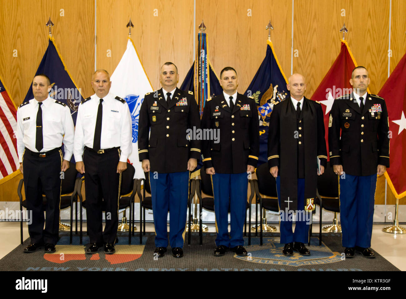 New York Army National Guard Soldiers in the official party stand at ...