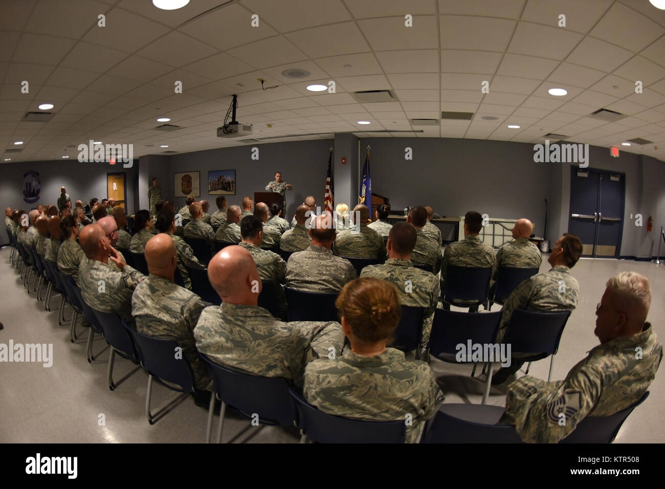 Master Sgt. Robert Hoag, 105th Maintenance Group, speaks to fellow ...