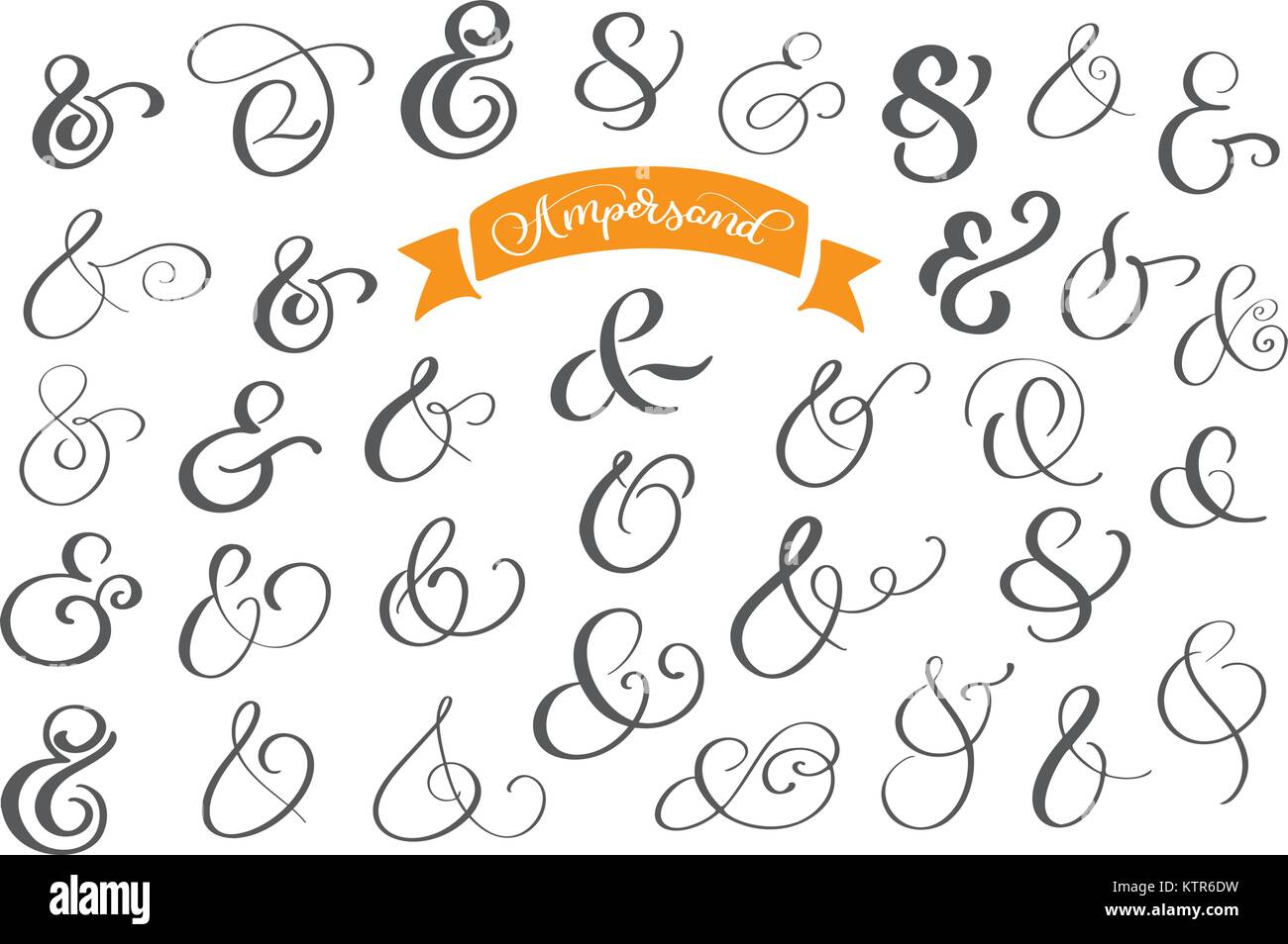 Set of decoration ampersands for letters and invitation on white ...