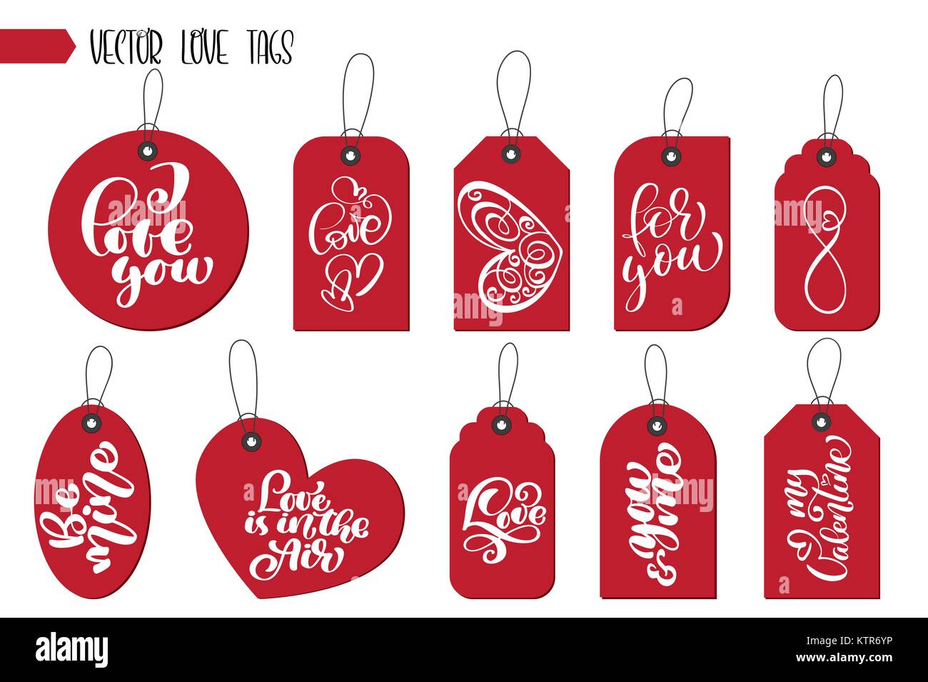 Valentines day gift tags and cards. Calligraphy and hand drawn design ...