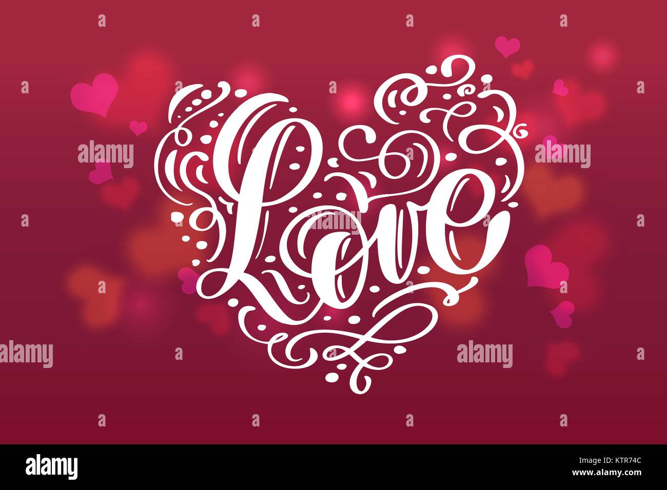 Valentines Day Abstract Background With Calligraphy Hand Drawing Vector