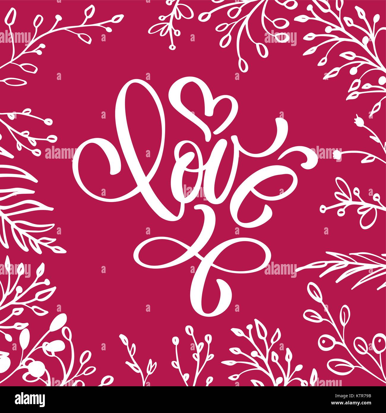 With love lettering heart shaped. Hand drawn romantic phrase. Ink ...