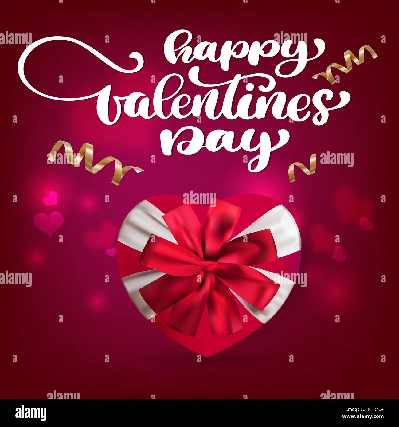 Happy Valentines Day Hand Drawing Vector Lettering Design Card With