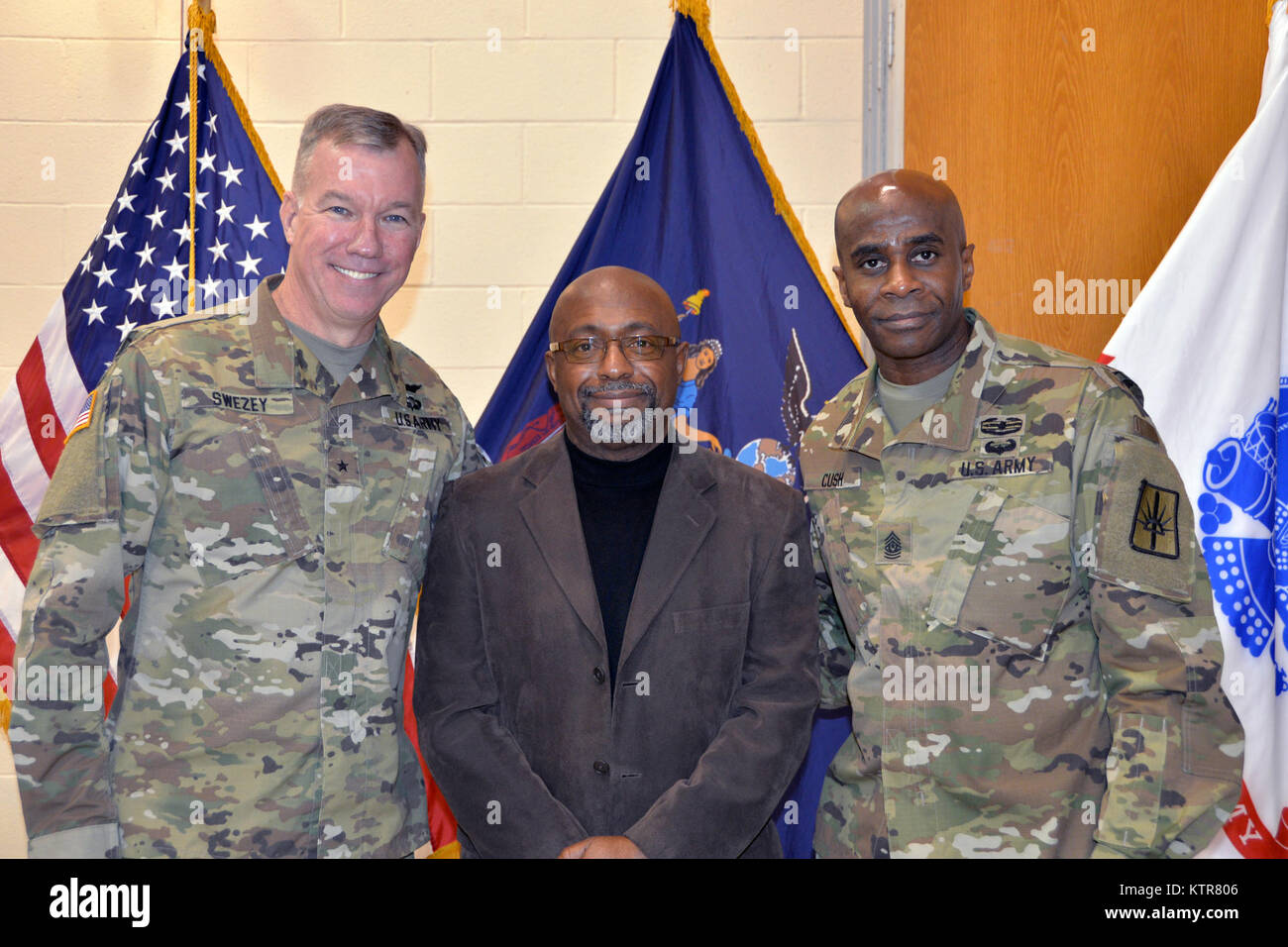 New York Army National Guard Brig. Gen. Michael Swezey of Cohoes poses with retired New York ...