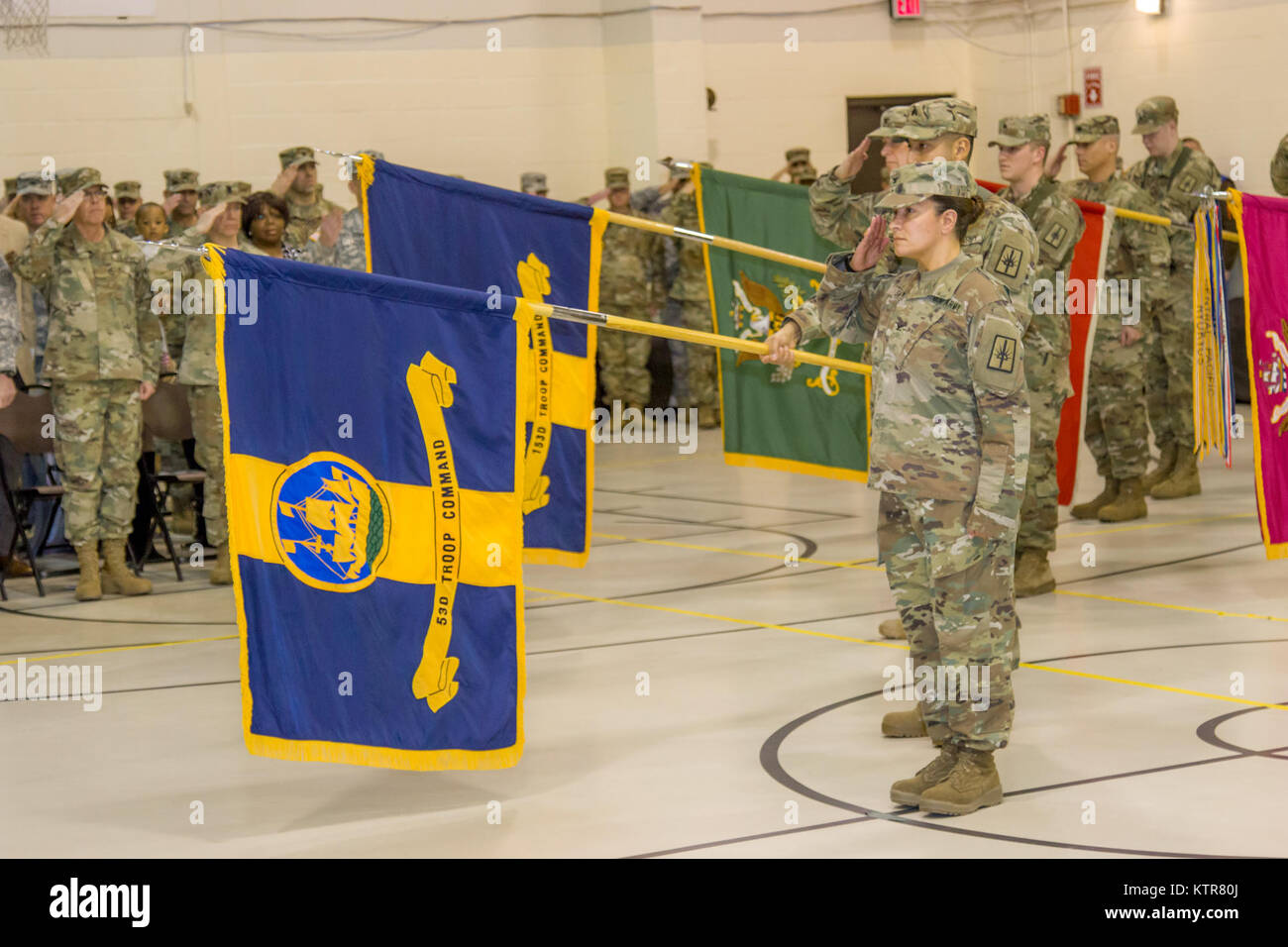 Soldiers stand in formation during the New York Army National Guard's ...