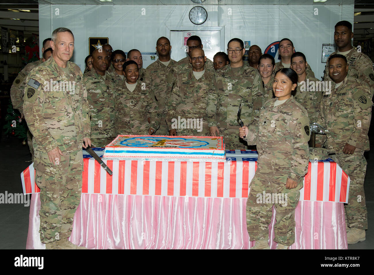 Soldiers of the 369th Sustainment Brigade celebrate the National Guard ...