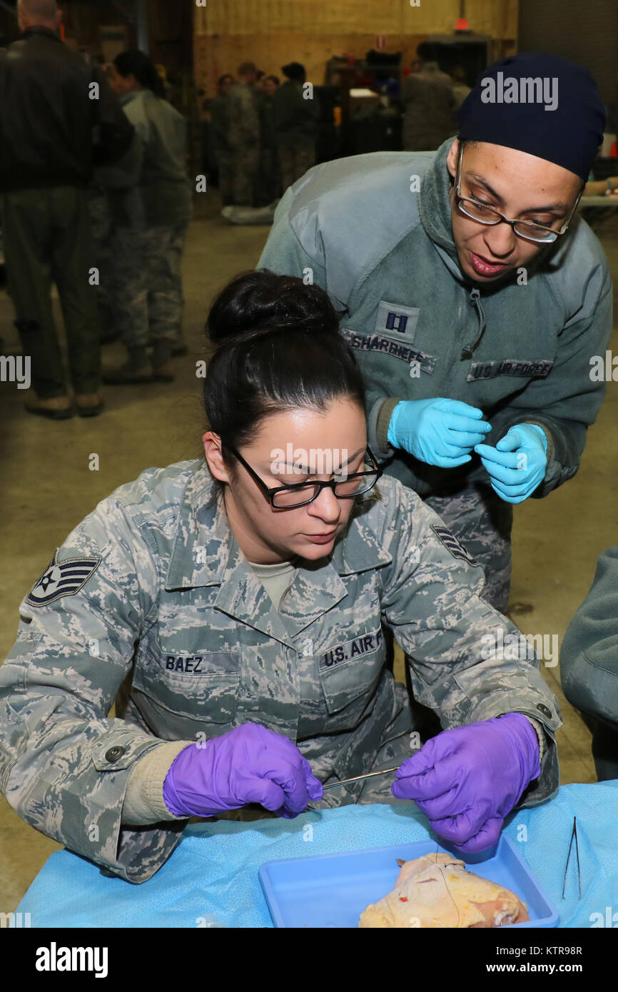 Capt. Tanya Sharrief, 105th Medical Group, coaches Staff Sgt. Anja Baez ...