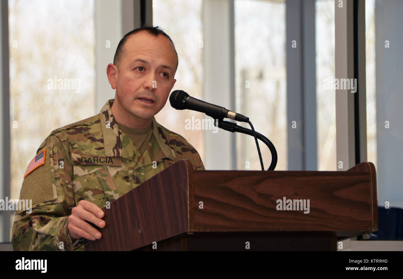 LATHAM, N.Y. -- Newly-promoted Lt. Col. Luis Garcia speaks at his ...