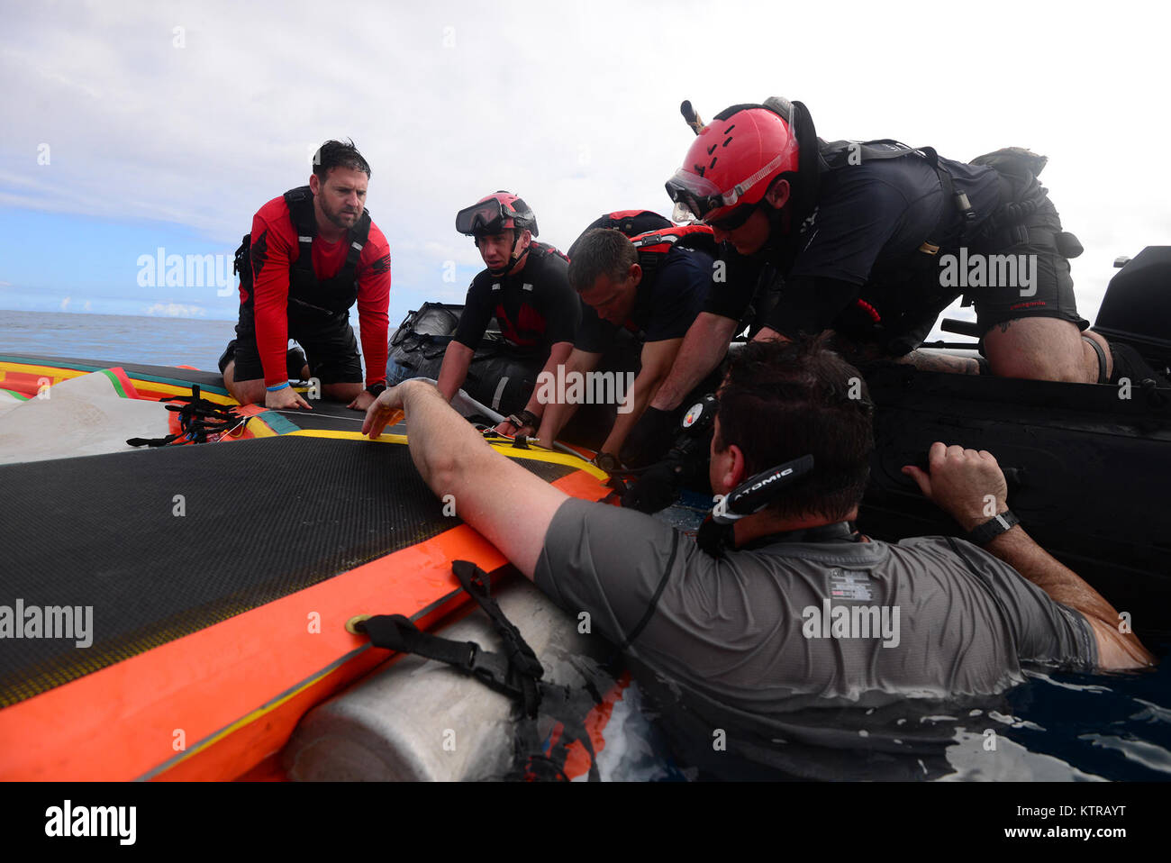 The "Front Porch" flotation device is unfolded and inflated by ...