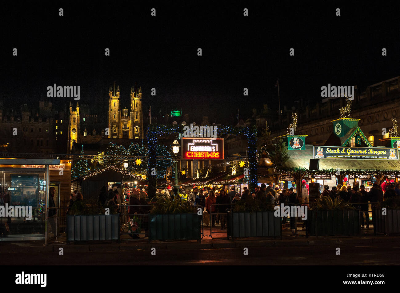 Night lights of Assembly Hall in Edinburgh Stock Photo - Alamy