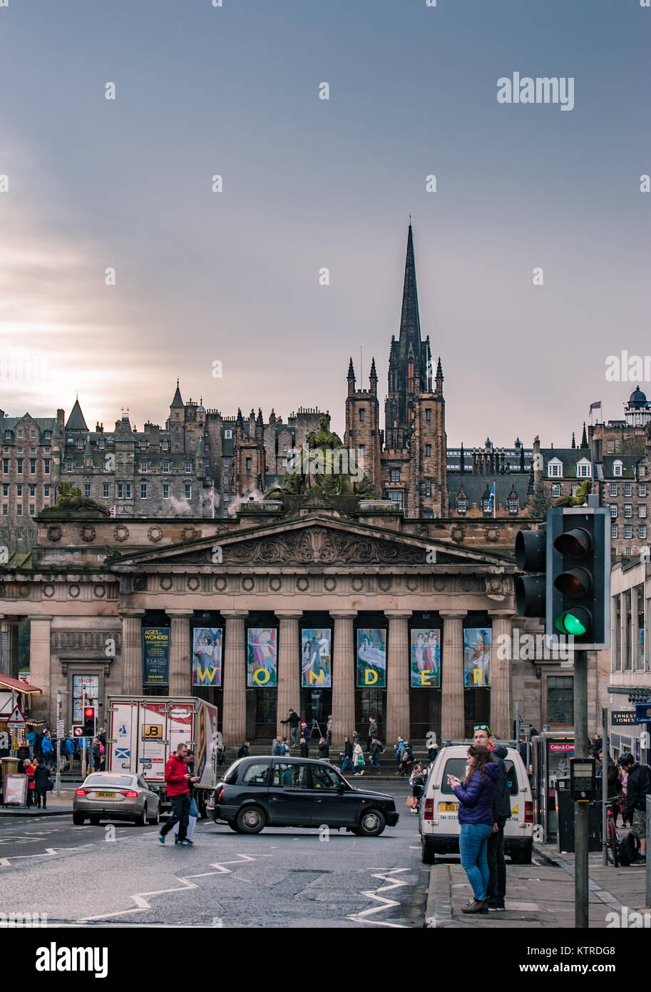 A view to the Assembly hall and National Gallery of Scotland Stock ...