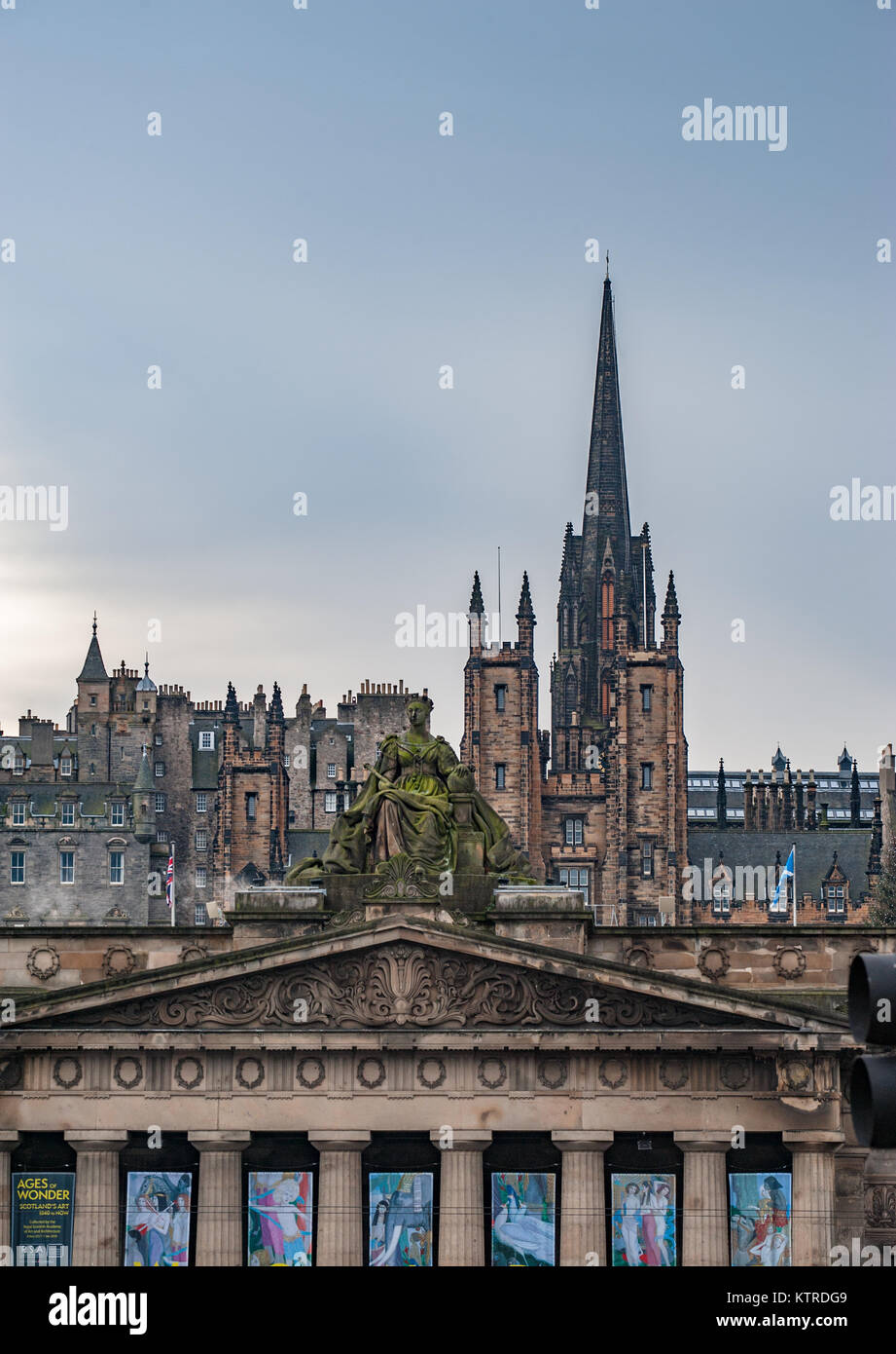 A view to the Assembly hall and National Gallery of Scotland Stock ...