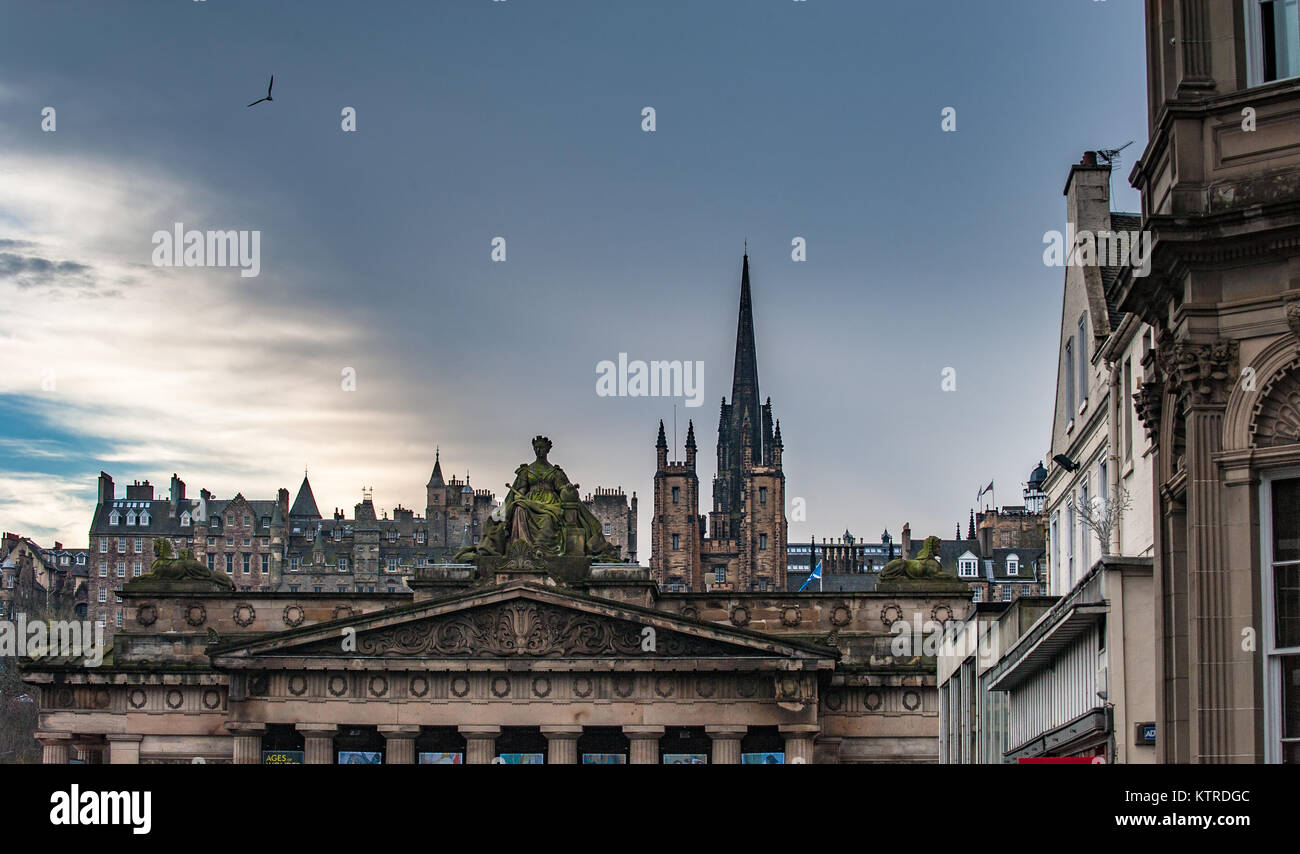 A view to the Assembly hall and National Gallery of Scotland Stock ...