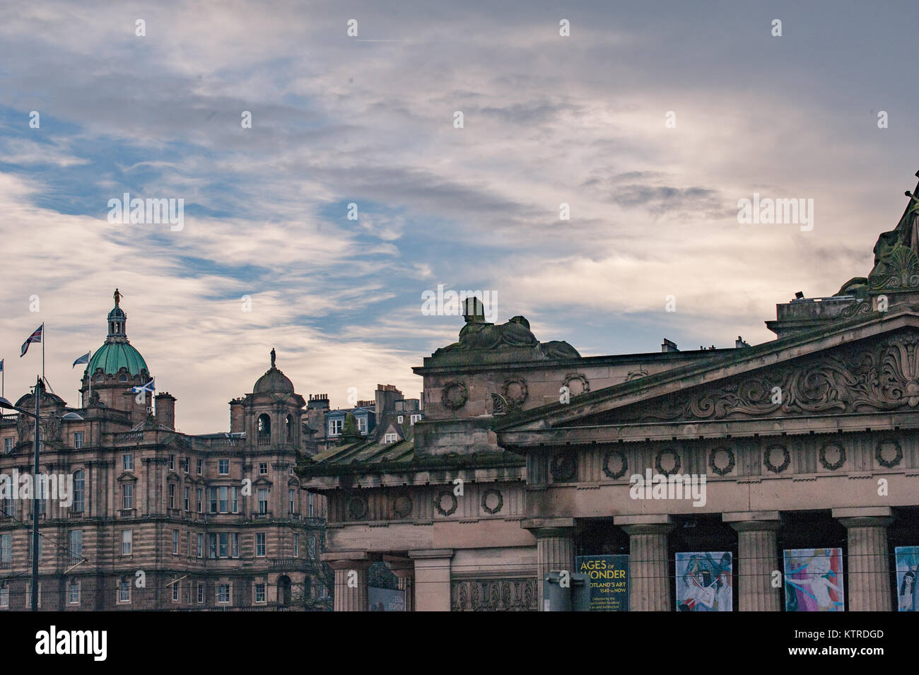 Architectural details of historical buildings in old part of Edinburgh ...