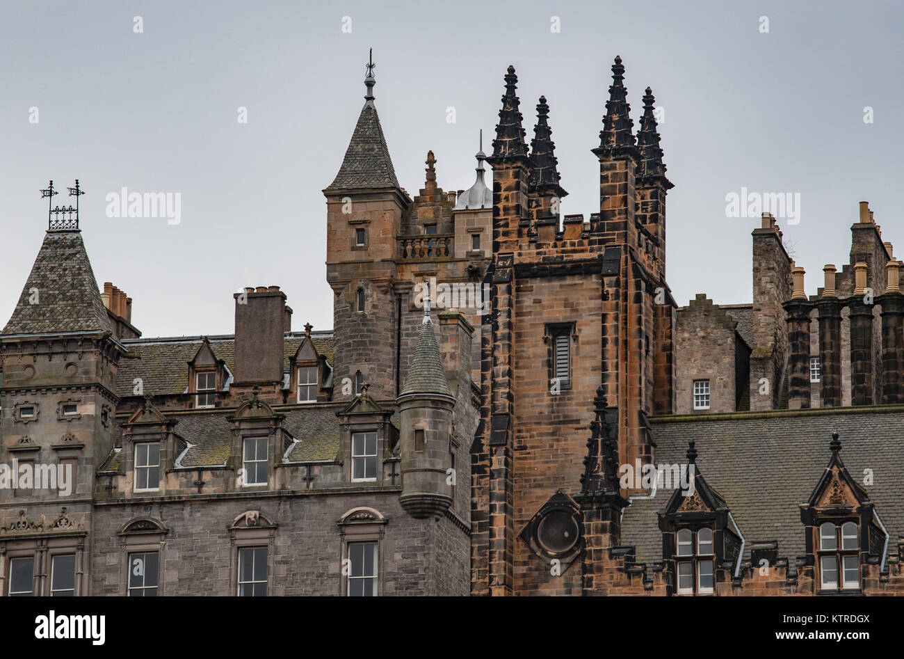 Fine details of medieval architecture of buildings in old part of ...
