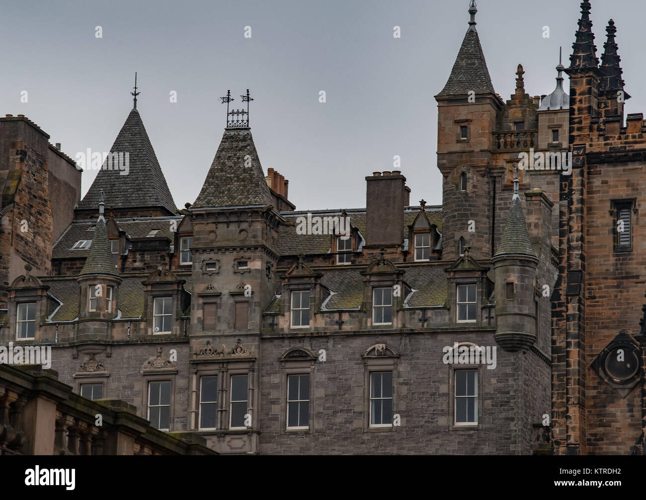 Fine details of medieval architecture of buildings in old part of ...