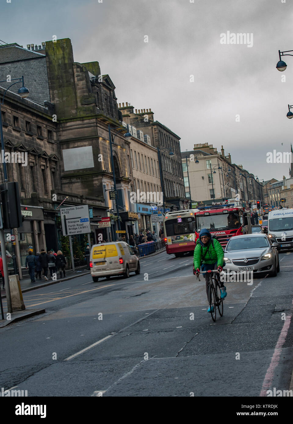 A bust traffic on Lothian Road of Edinburgh Stock Photo - Alamy