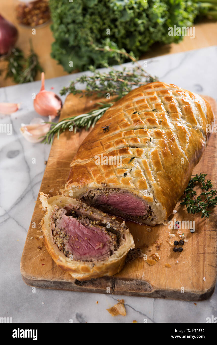 Fresh Homemade Beef Wellington in Flaky Puff Pastry Dough Stock Photo ...