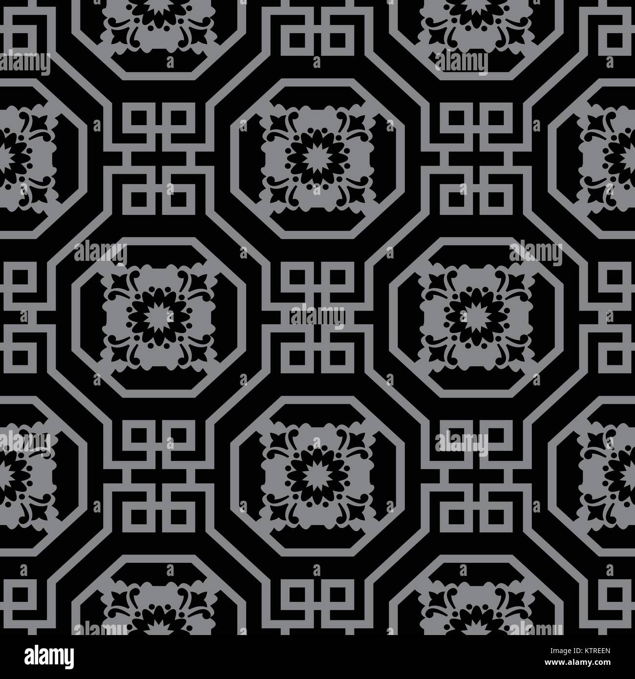 Antique seamless silver background octagon spiral square flower Stock ...