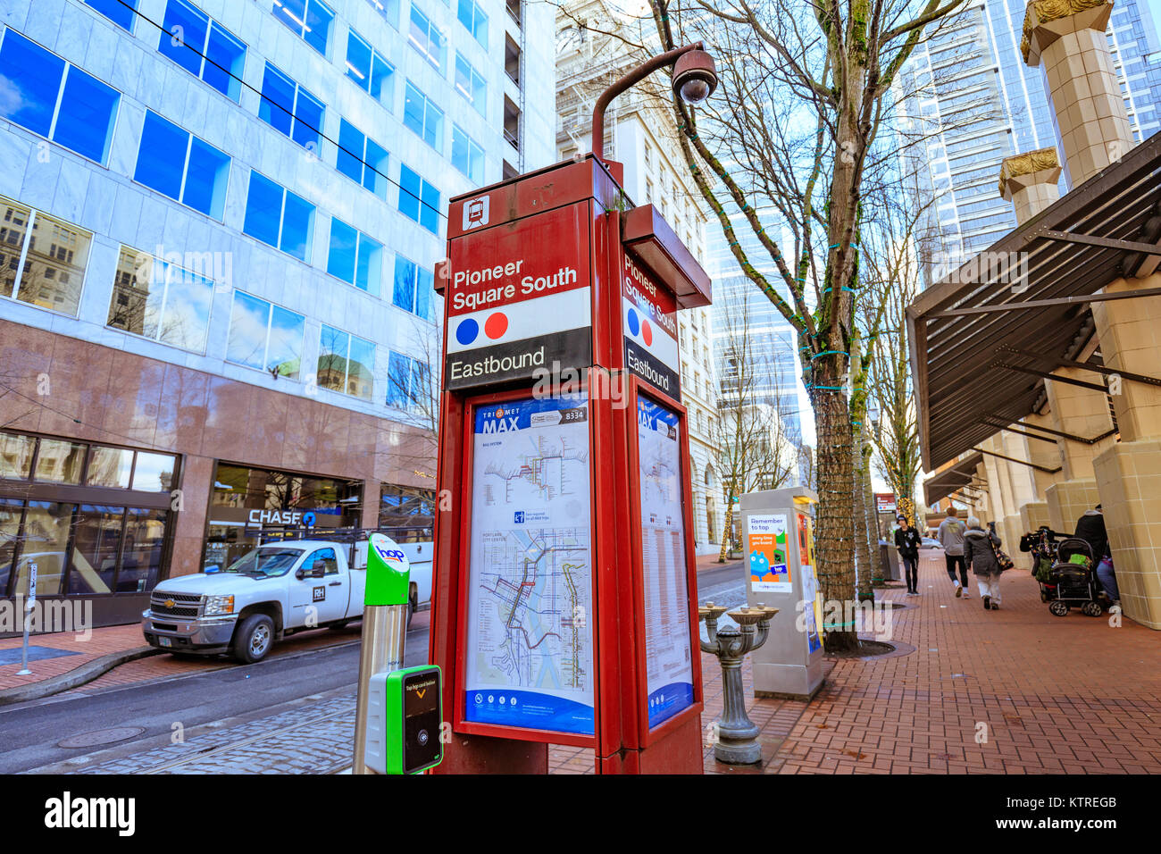 Portland, United States - Dec 21, 2017 : Sign board of Public station ...