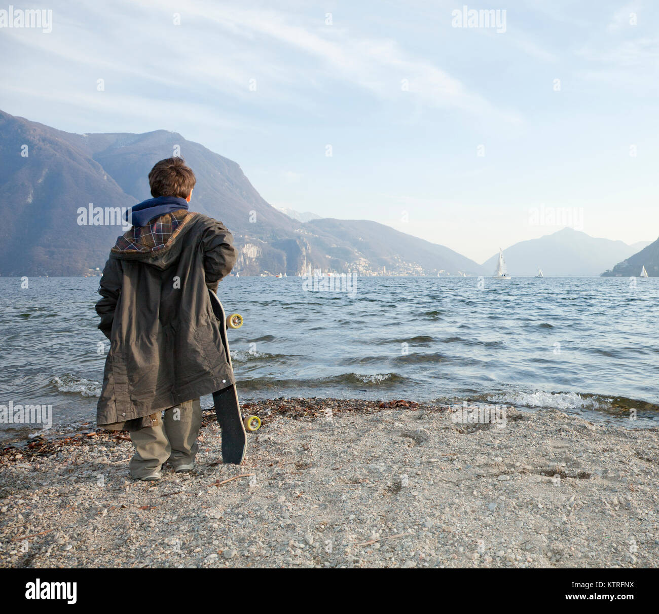 children look the lake Stock Photo - Alamy