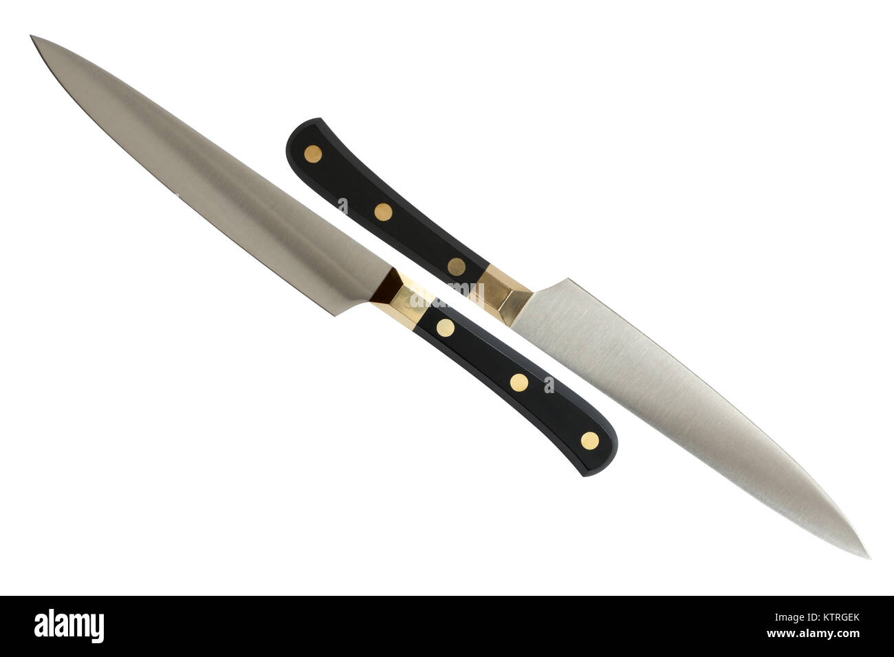 Two nice modern kitchen knives isolated on white background Stock Photo ...
