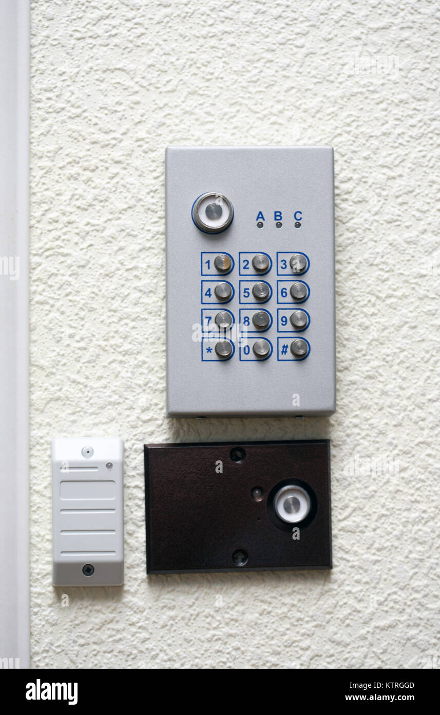 A security pad and voice intercom system on the wall Stock Photo - Alamy