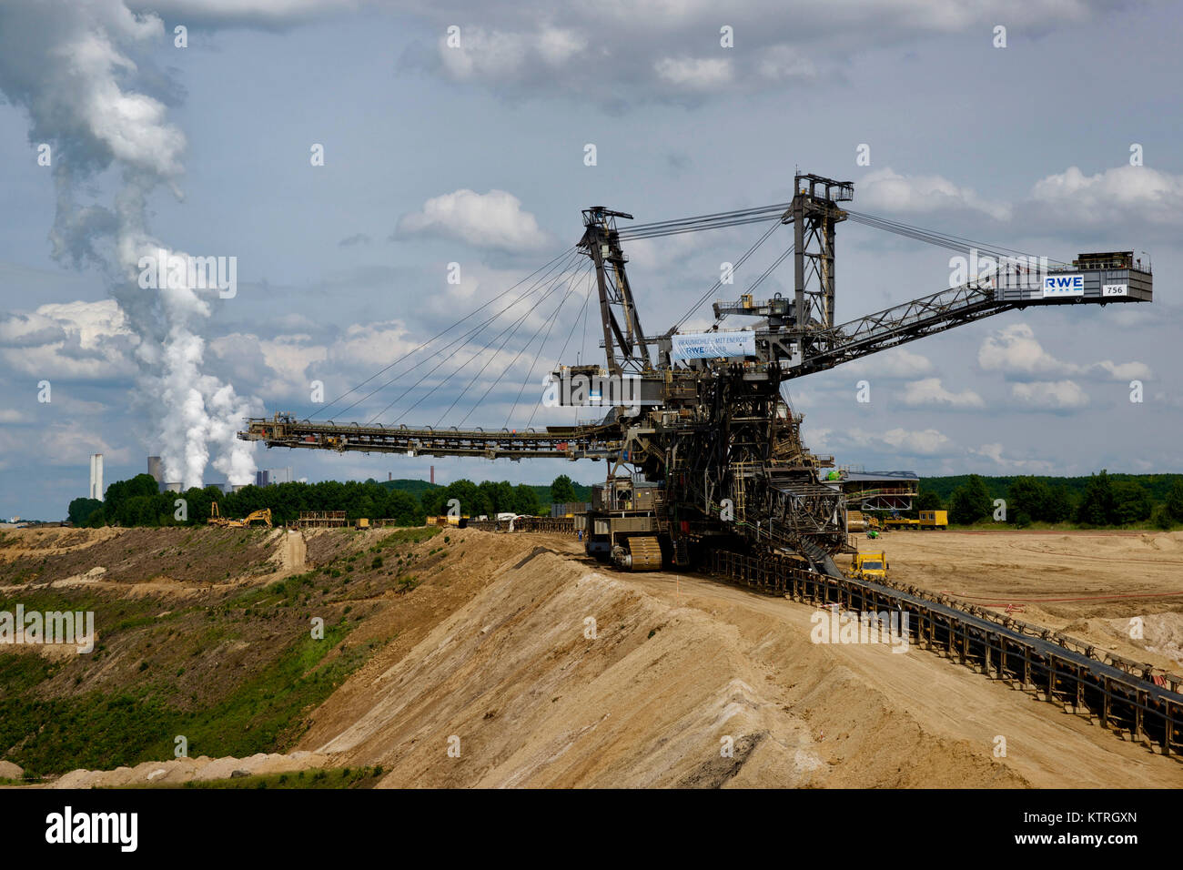 Lignite excavator in brown coal mining area in Bergheim, Rhine-Erft ...
