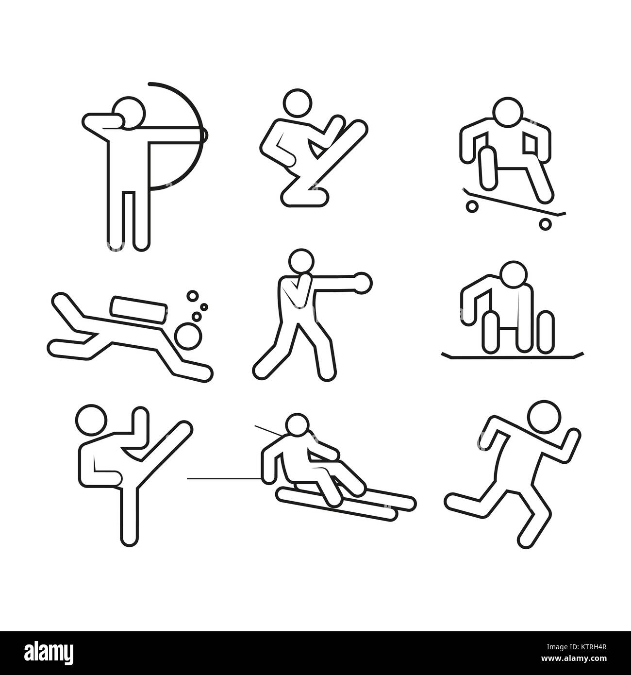 Sport Abstract Outline Symbol Vector Illustration Graphic Design Set