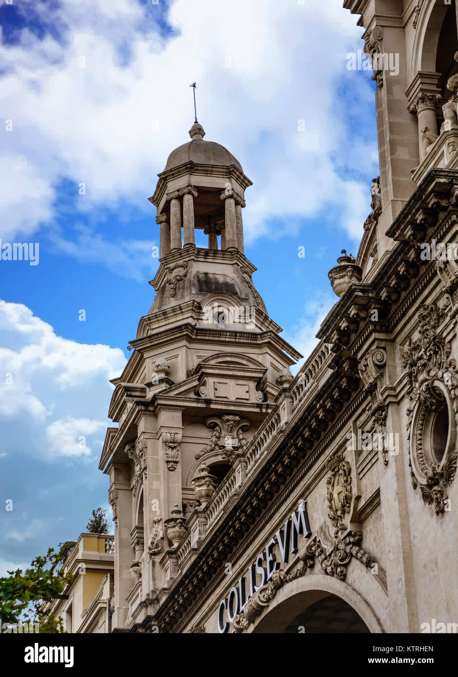 Tower of Old Coliseum in Barcelona Spain Stock Photo - Alamy