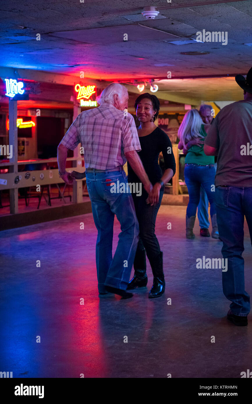 Austin, Texas - June 13, 2014: Couple dancing in the Broken Spoke dance ...