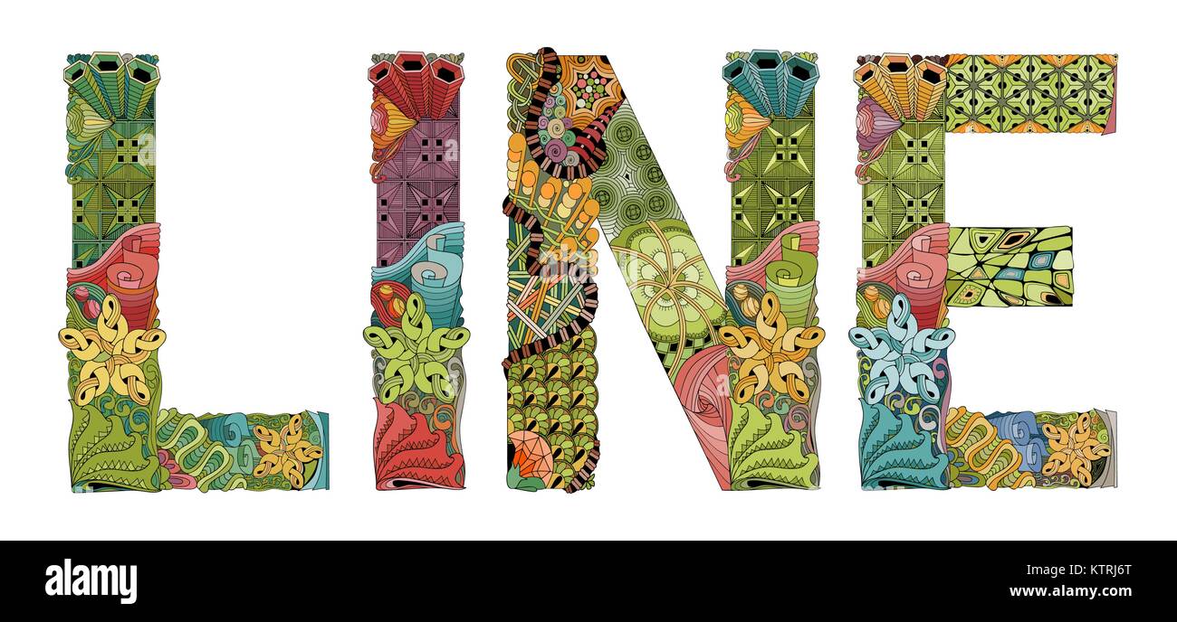 Hand-painted art design. Hand drawn illustration word LINE for t-shirt ...