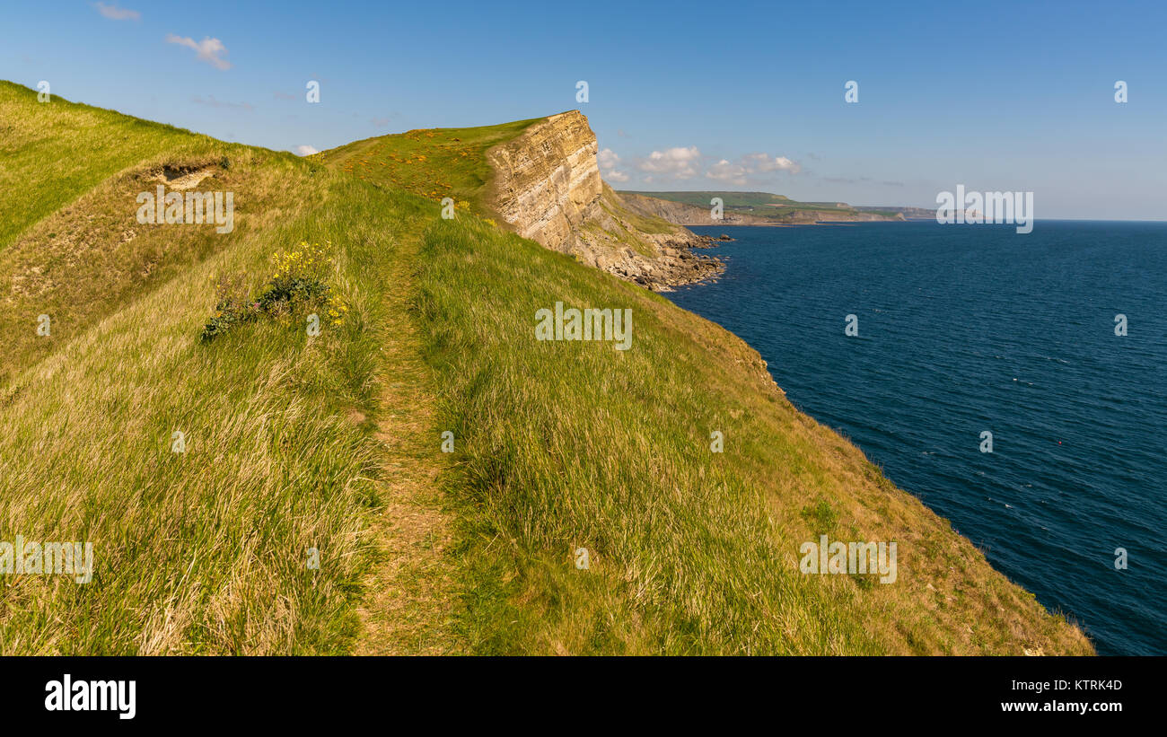 Cliffs at the Jurassic Coast, seen on South West Coast Path between ...