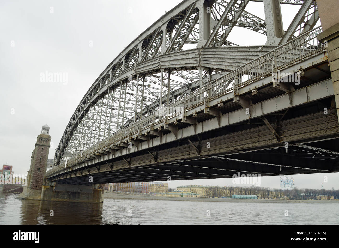 the bridge connects the banks of the river.It is made of iron Stock ...