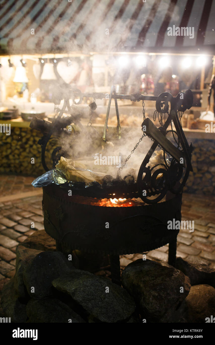 Take away food stall vintage style in the Christmas Market Stock Photo ...