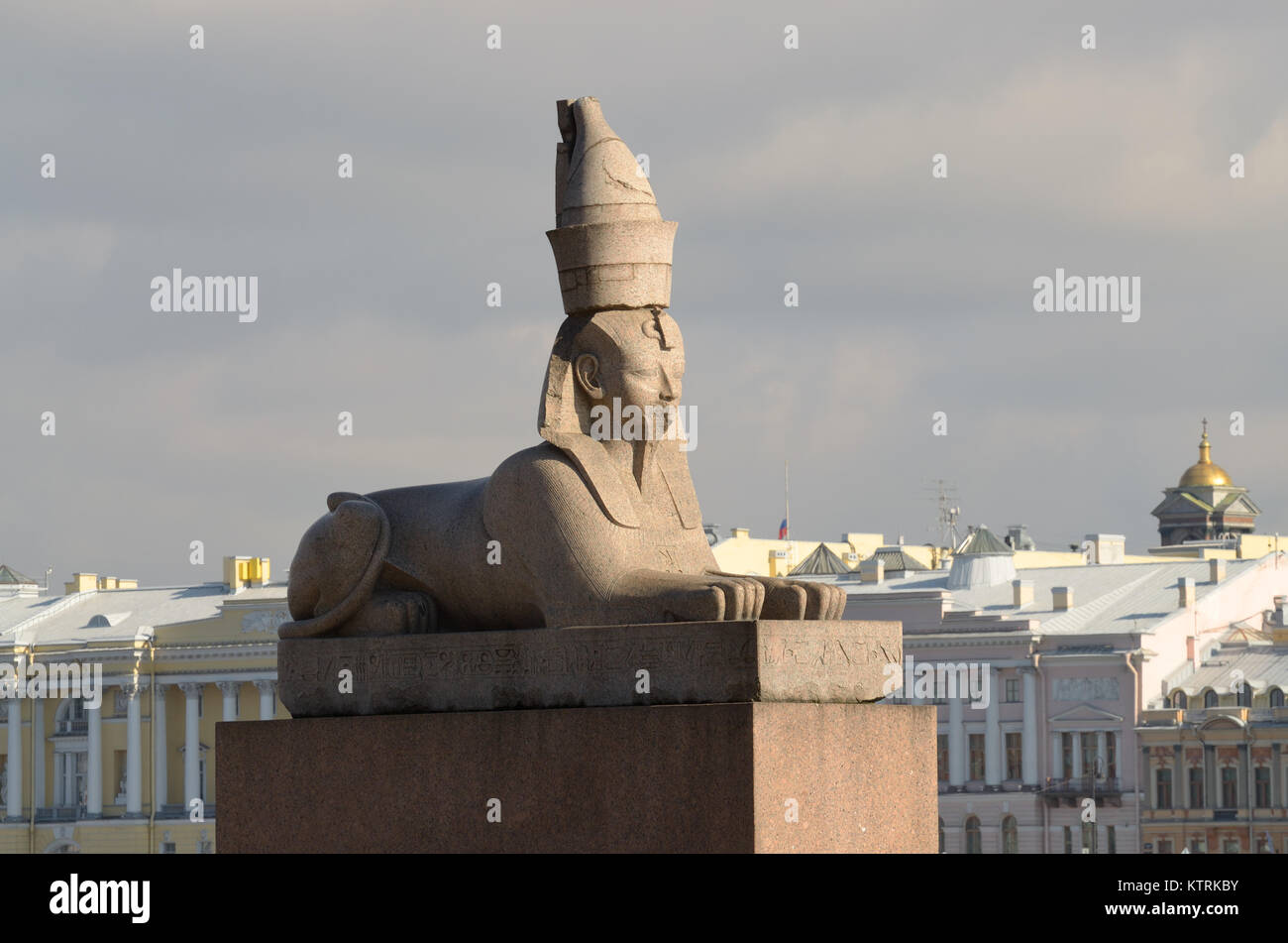 Russia.Saint-Petersburg.The statue of the Sphinx on the Neva.Is a city ...