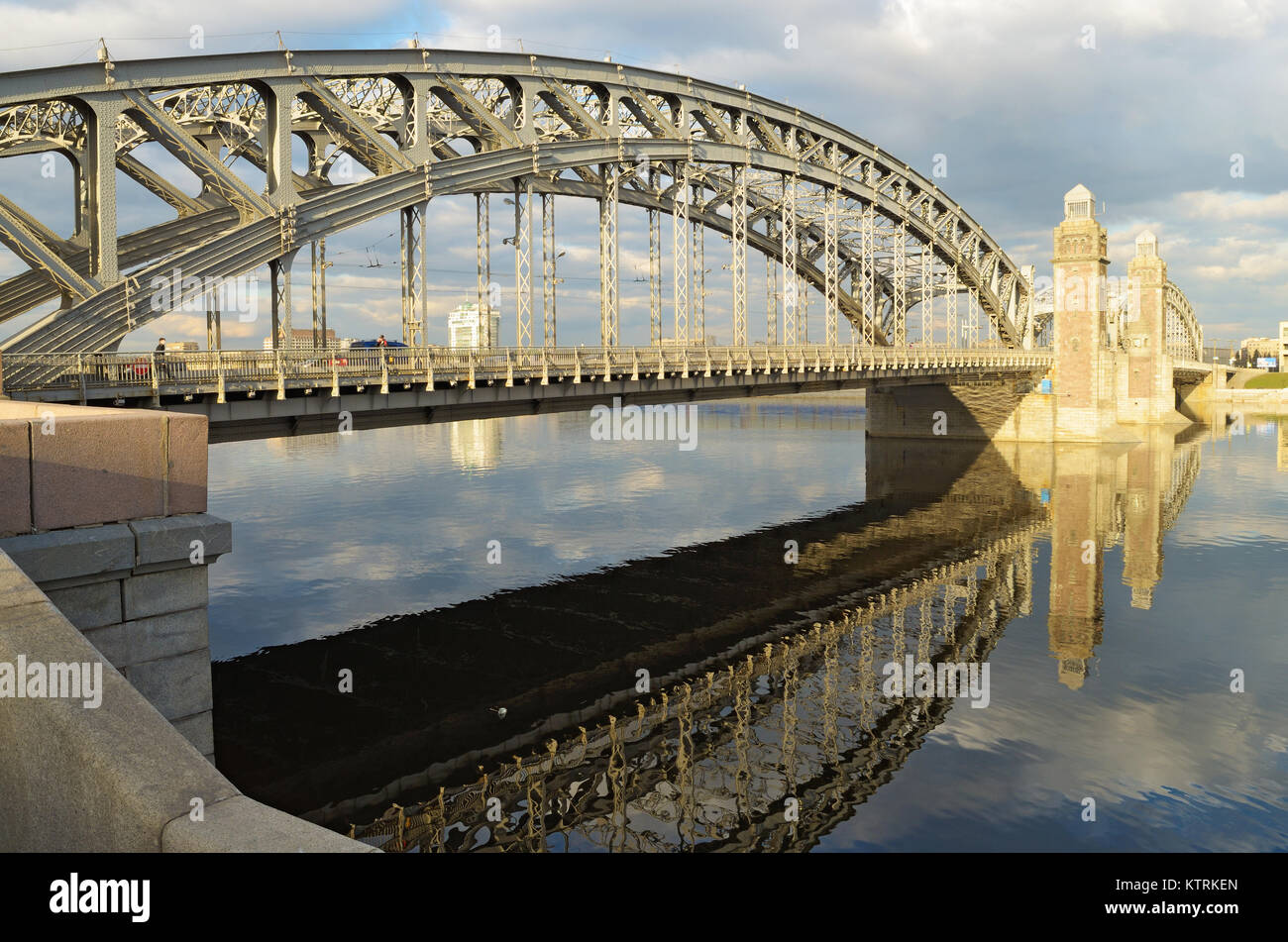 Water landscape .Across the river built a large bridge Stock Photo - Alamy