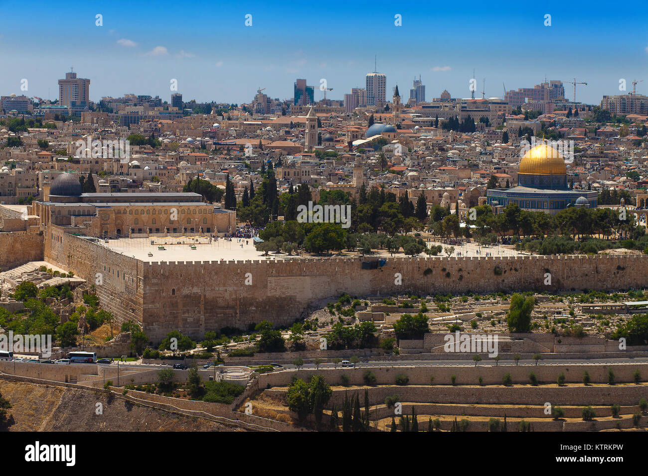 View on the Old City of Jerusalem with its landmarks of the Temple ...