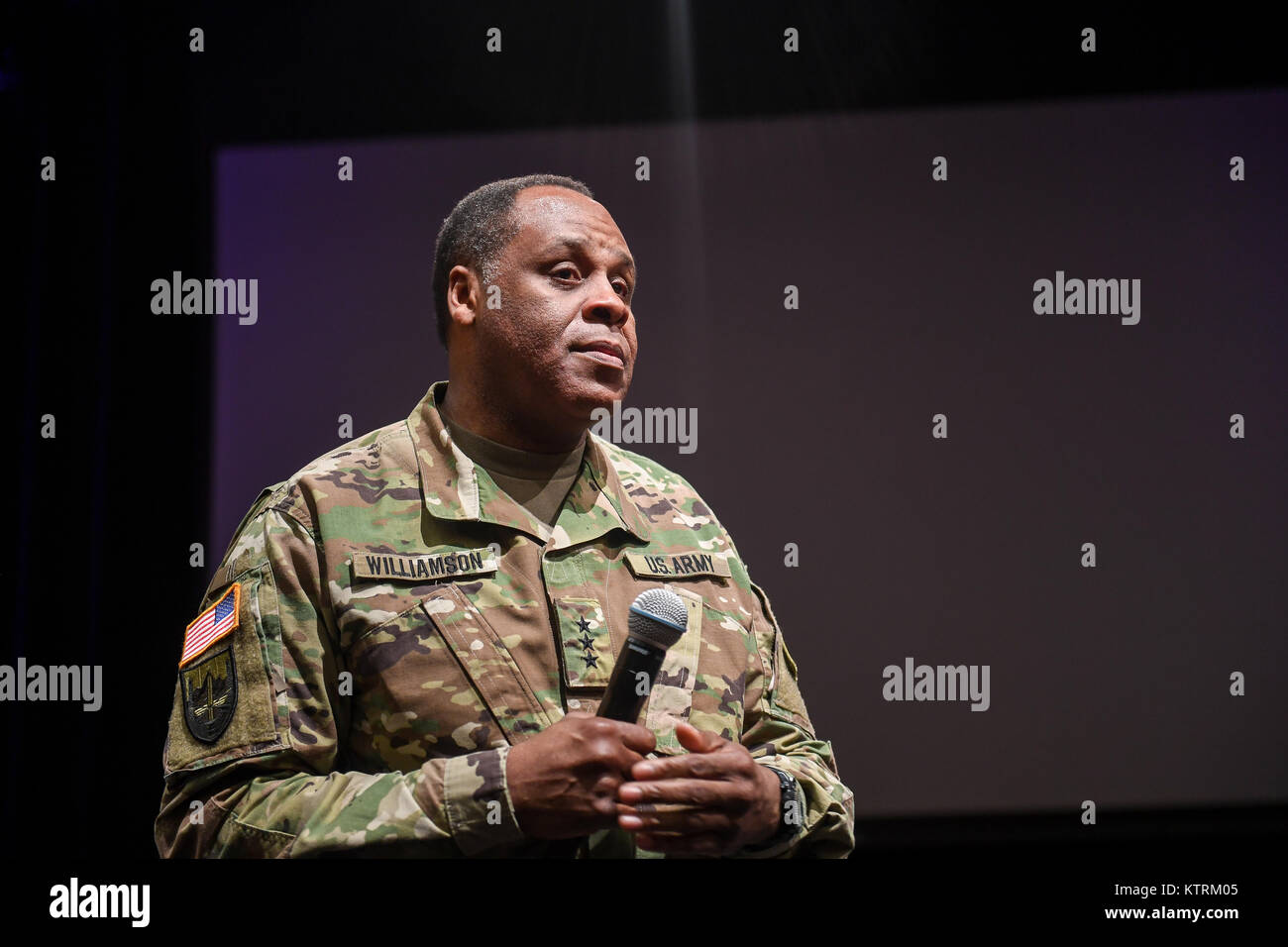 U.S. Army Lieutenant General Michael Williams speaks during his ...