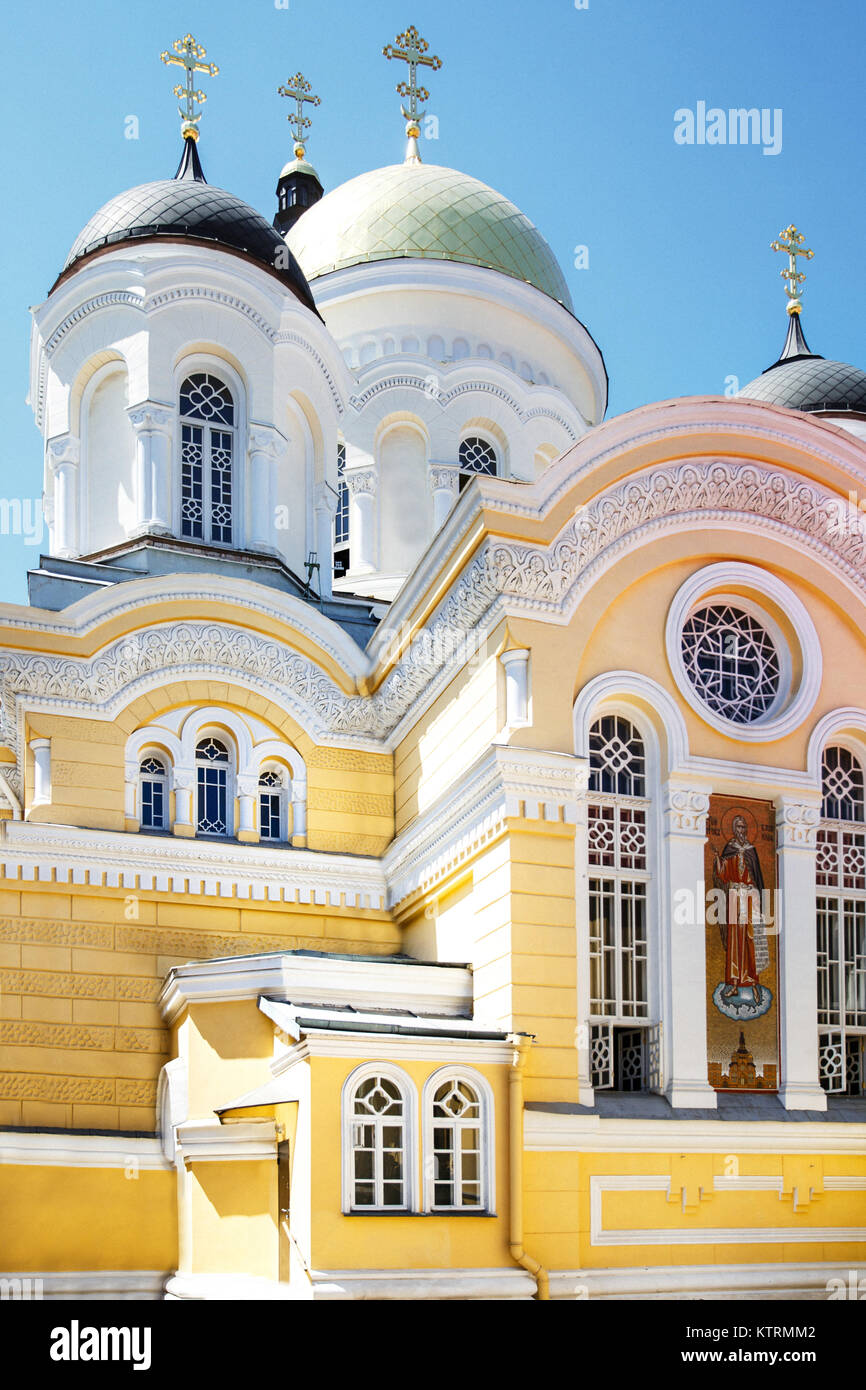 Christian church in Ukraine, domes with crosses Stock Photo - Alamy