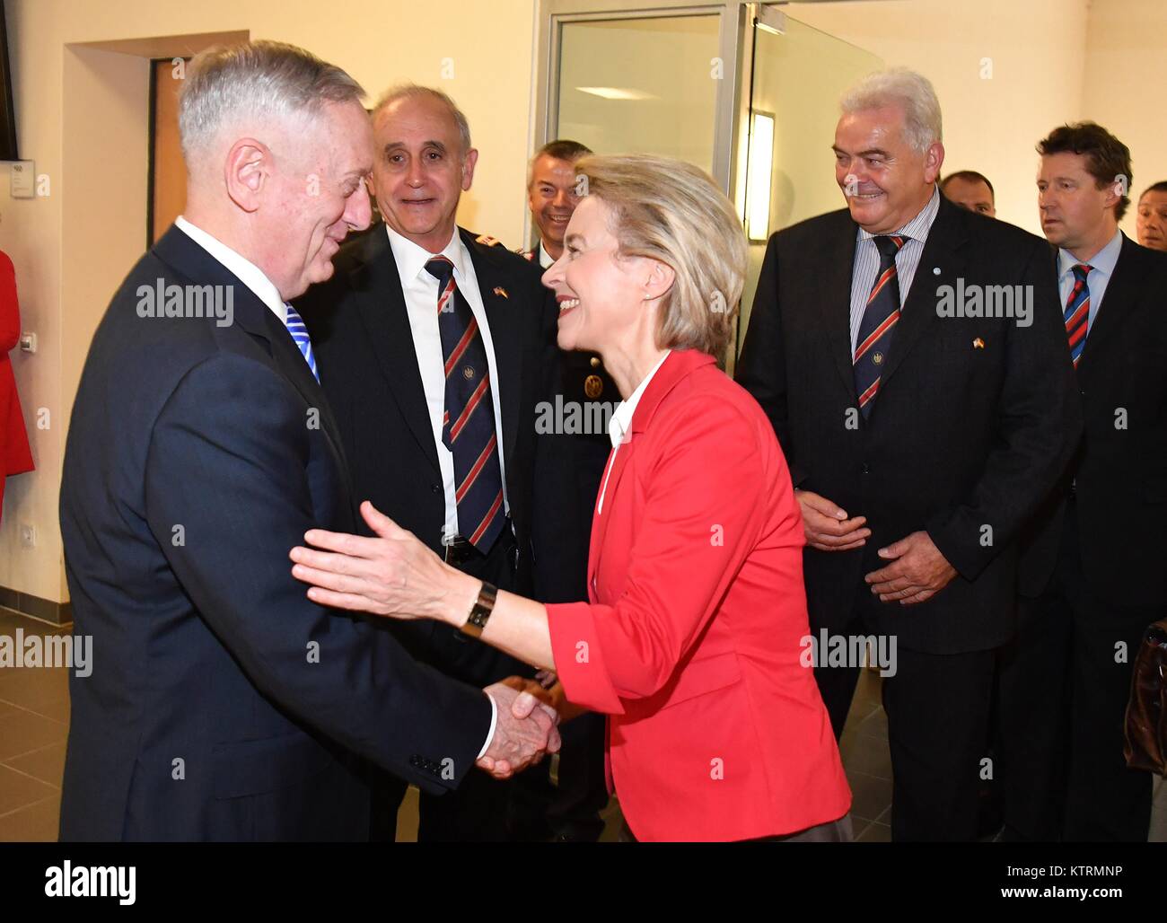 U.S. Defense Secretary James Mattis (left) meets with German Defense ...