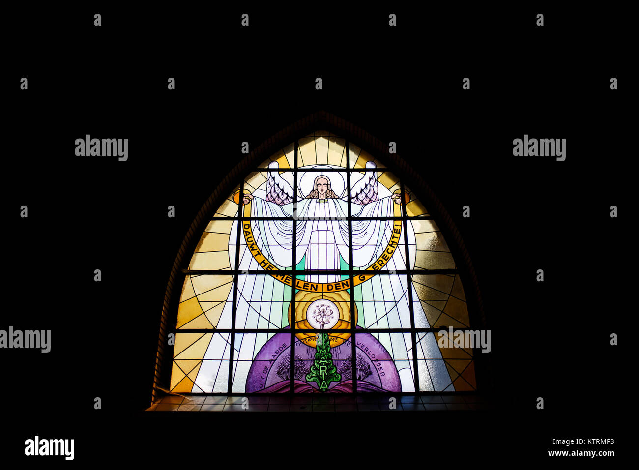 Colorful stained glass window in the church Stock Photo - Alamy