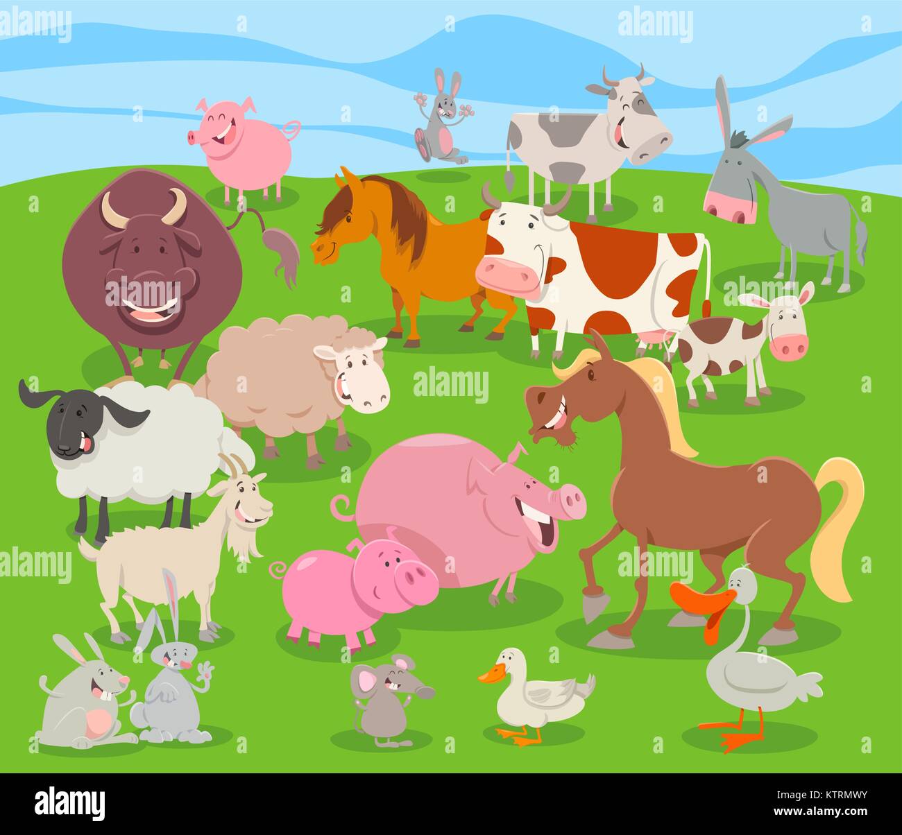 Cartoon Illustration of Comic Farm Animal Funny Characters Group Stock ...