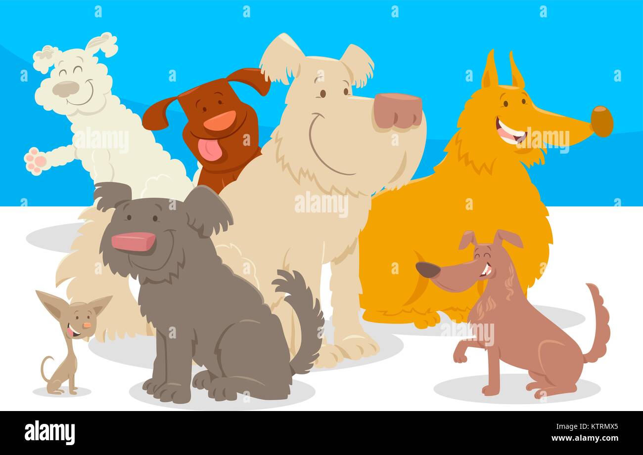 Cartoon Illustration of Comic Dogs or Puppies Animal Characters Group ...