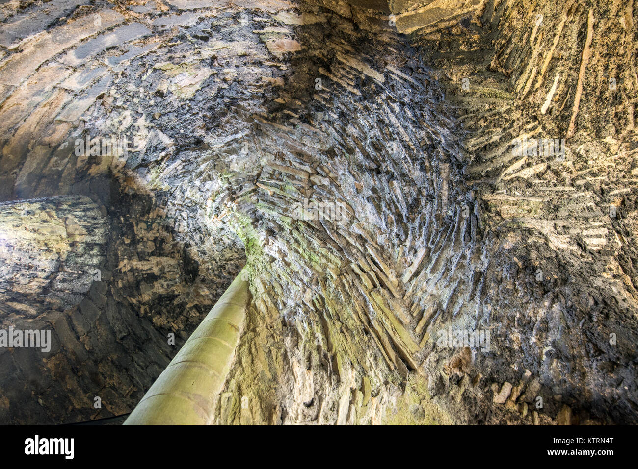 Brick texture inside of staircase at Middleham Castle, Wensleydale, in ...